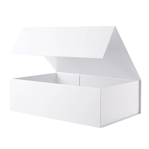 Collapsible Gift Box - 13.5x9x4.1 Inches White Large with Lid ...