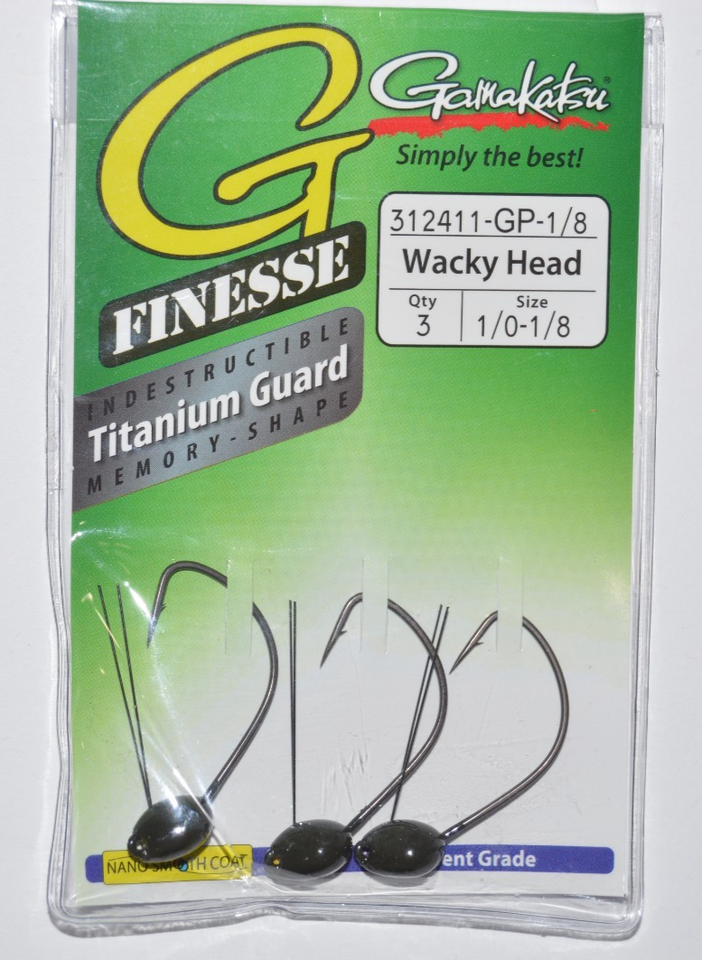 3 packs gamakatsu g-finesse wacky head weedless Shin Fukae sz 1/0 1/8oz ...