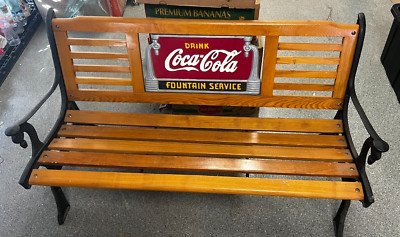 Vintage Coca-Cola Fountain Service Cast Iron Park Bench RESTORED! PU ...