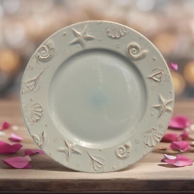 Thomson Pottery CAPE CODE 4-Salad Plates Blue Embossed Seashells ...