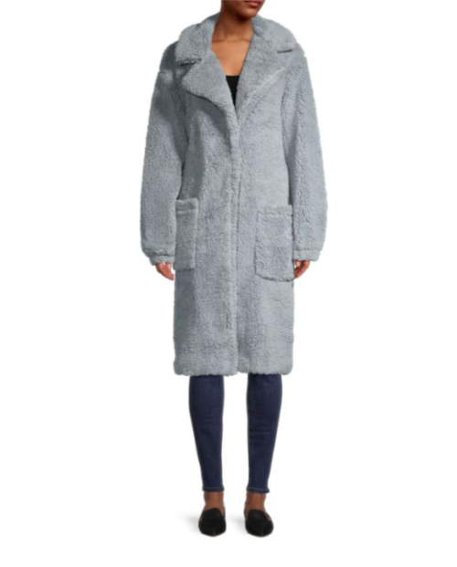 FREE PEOPLE Baby Blue Tessa Faux Fur Teddy Duster Long Cardigan Coat ...