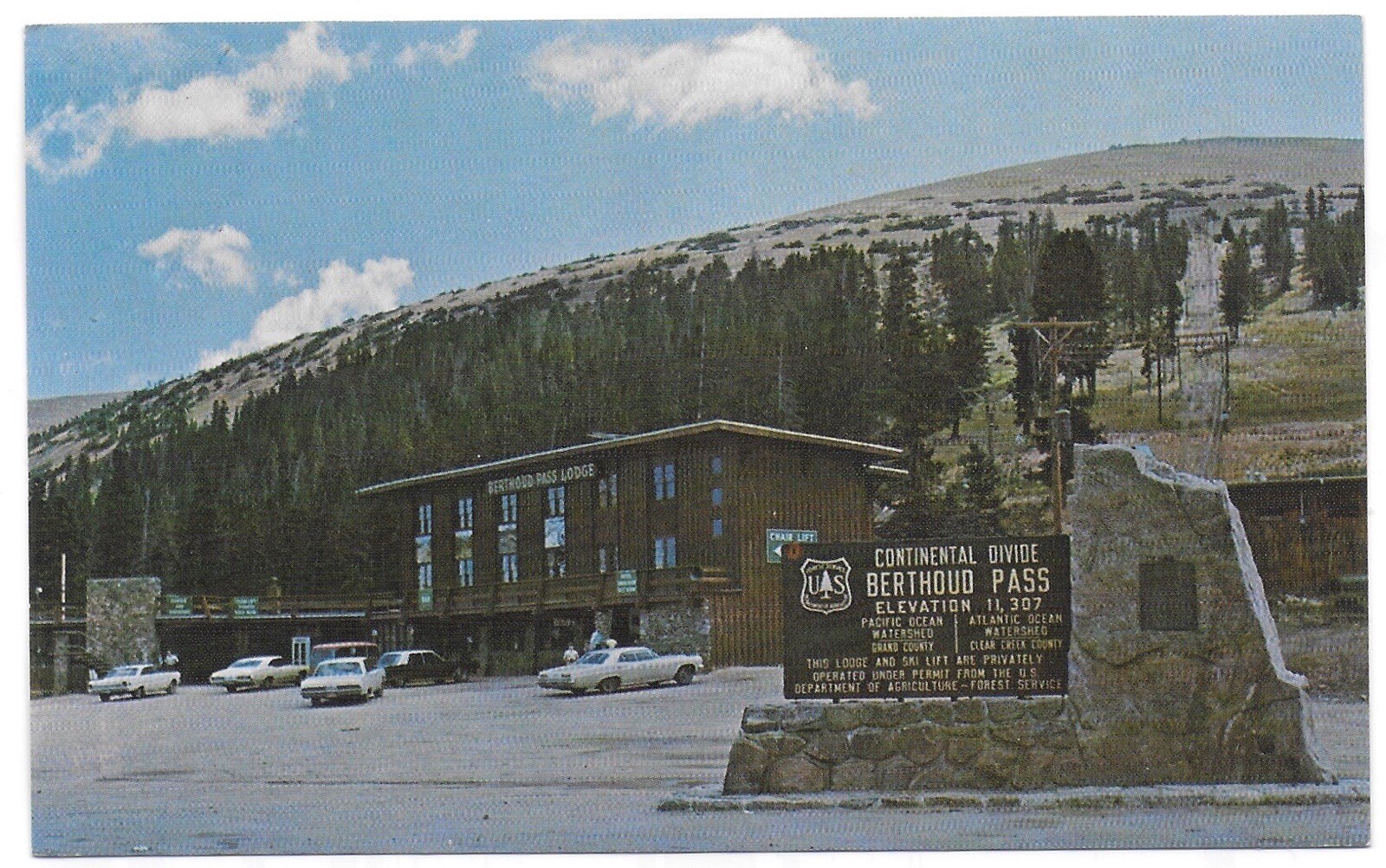 Postcard CO Berthoud Falls, Colorado, Berthoud Pass Lodge, Old Cars in ...