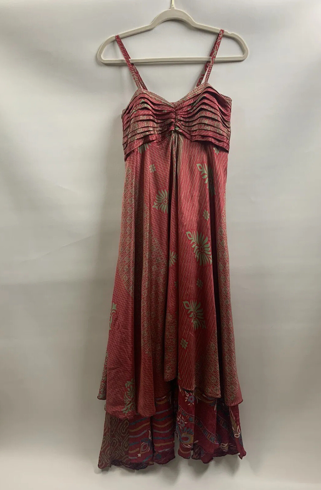 Ocean Blue Apparel Coral Orange Pink Pleated Layered Summer Boardwalk ...