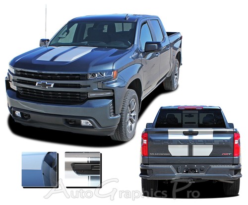 2019-2024 Chevy Silverado Hood Decals Racing Stripes BOW RALLY 3M Vinyl ...