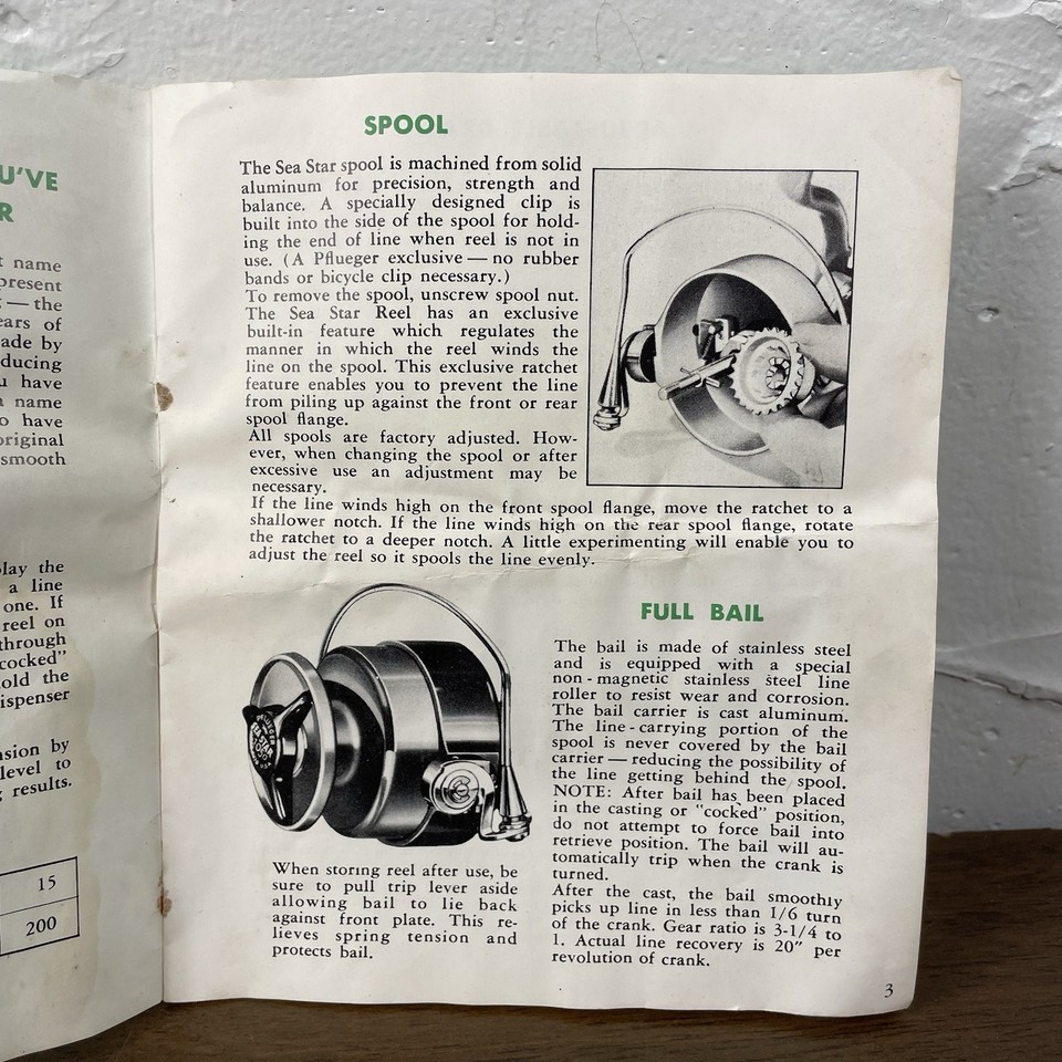 Pflueger No. 1050 Sea Star Spinning Reel Manual 1960s Form 141B-1 Vtg ...