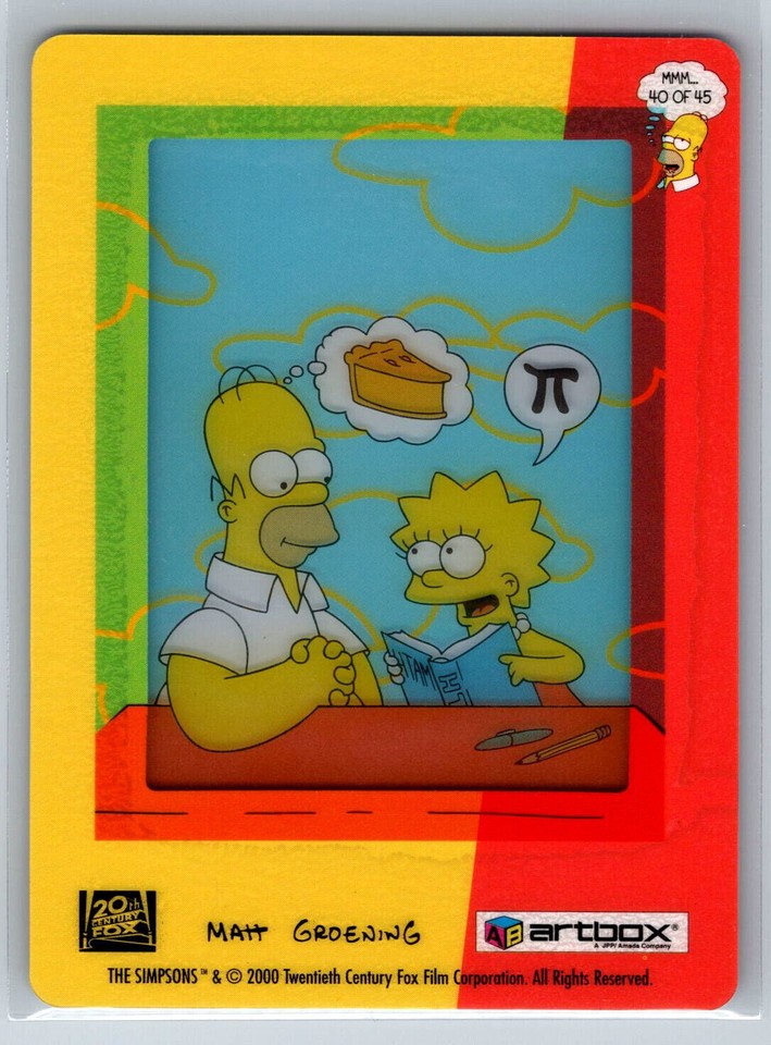 2000 Artbox The Simpsons FilmCardz Homer & Lisa Pi vs Pie #40 | eBay