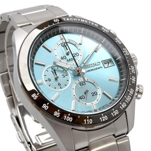 SEIKO Spirit SBTR029 Chronograph Men's Watch Silver Light Blue New in ...