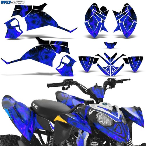 Polaris Outlaw 90 FLAMES BLUE Graphics Kit Sticker Decal Wrap ...