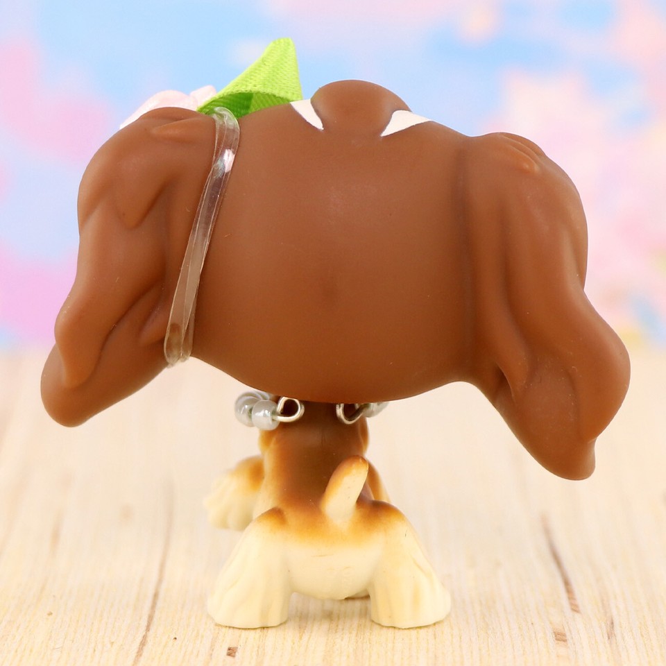 Pet Shop LPS Brown White Cocker Spaniel Dog Green Dot Eyes Animal ...