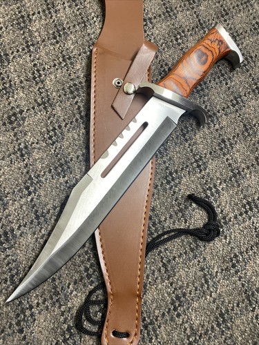 16" Hunting Knife Rambo Style with leather sheath bowie knife gift. EDC ...