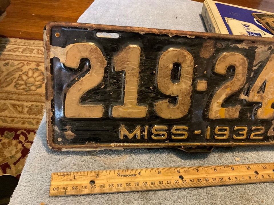 License Plate Vintage Mississippi Miss 1932 219 243 Rustic | eBay