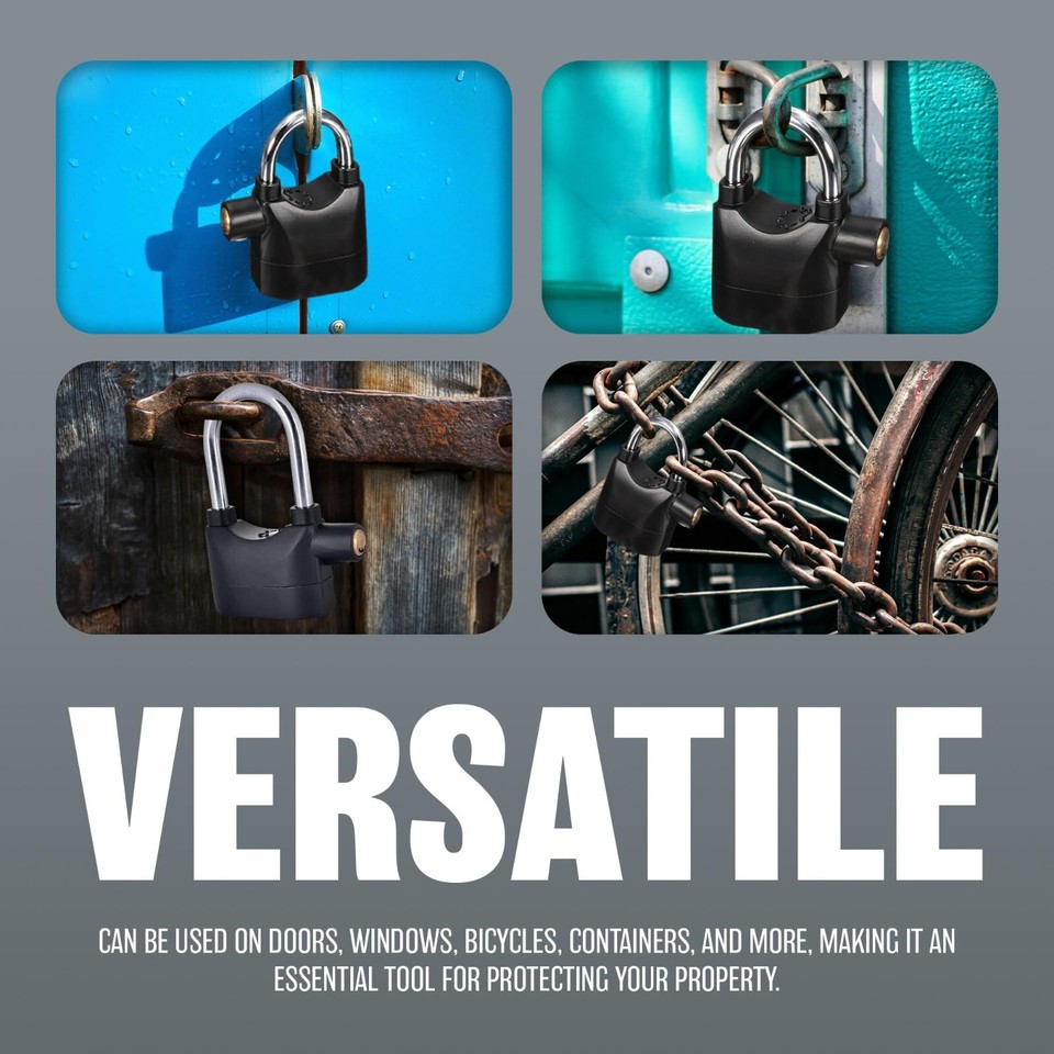 MOTION SENSOR ALARM PADLOCK SHED GARAGE ALARMED HEAVY DUTY WIRELESS ...