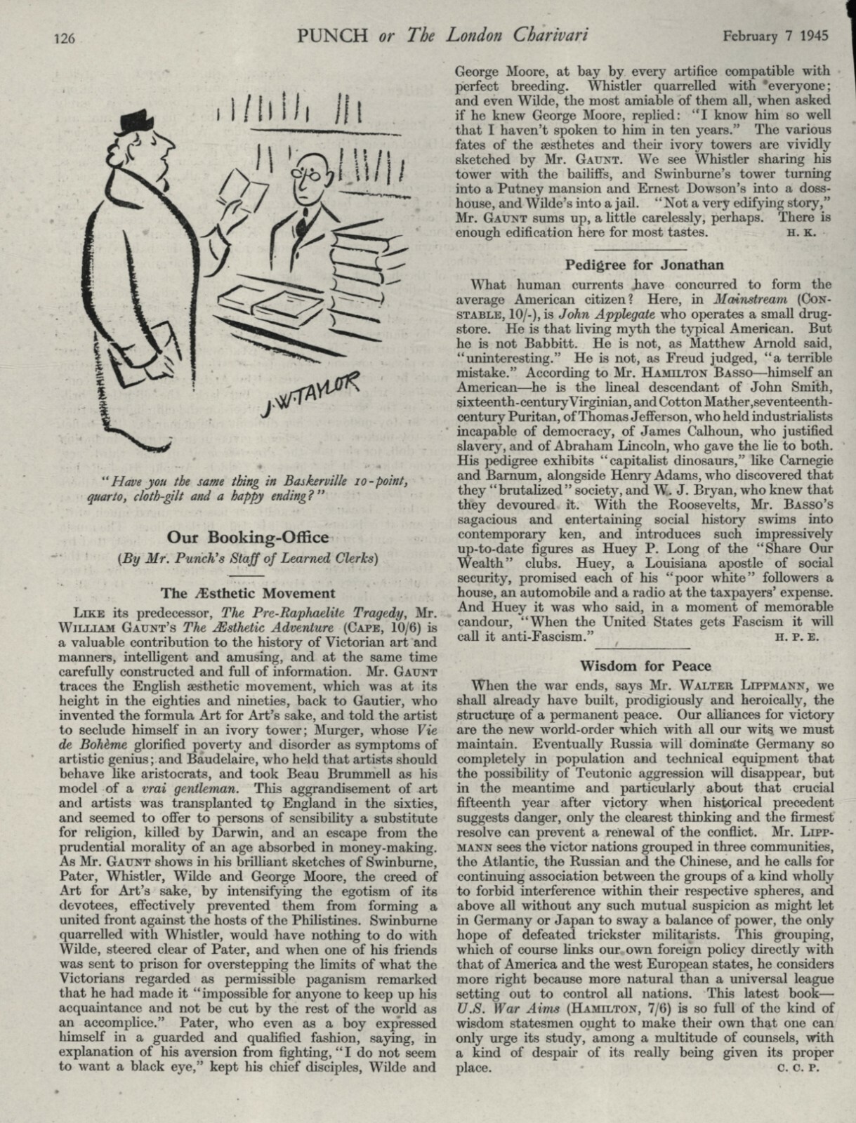 VINTAGE 1945 PUNCH Cartoon - BOOKSELLING HUMOR - A Picky, Picky, Picky ...