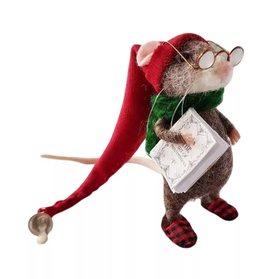 Cute Needle Felted Mouse Handmade Winter Christmas Home Decorations ...