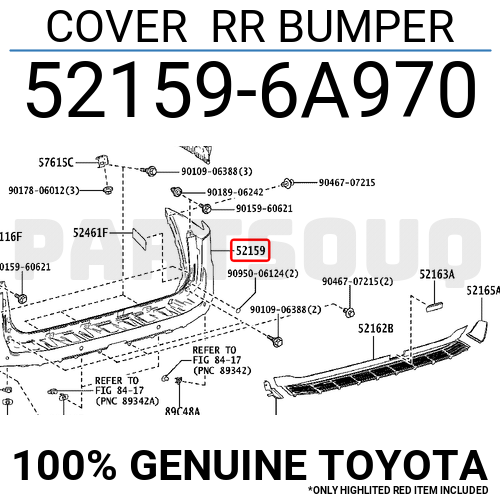 521596A970 Genuine Toyota COVER RR BUMPER 52159-6A970 | eBay