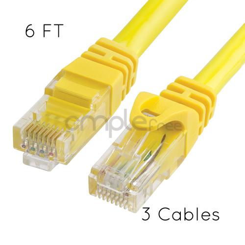 3x 5FT CAT6 Cable Ethernet Lan Network CAT 6 RJ45 Patch Cord Internet Yellow NEW | eBay