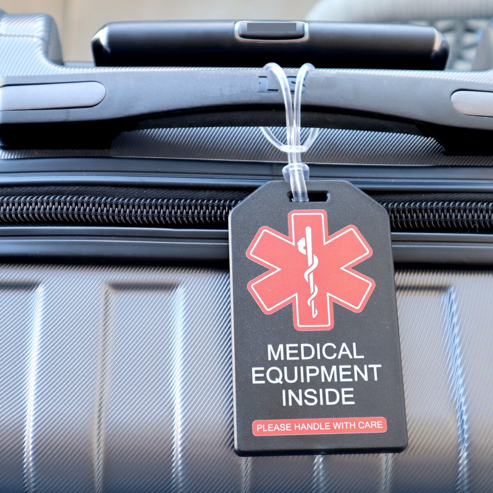 2 Pack - Medical Alert ID Luggage Tags with 6" Loops for Carry-On ...