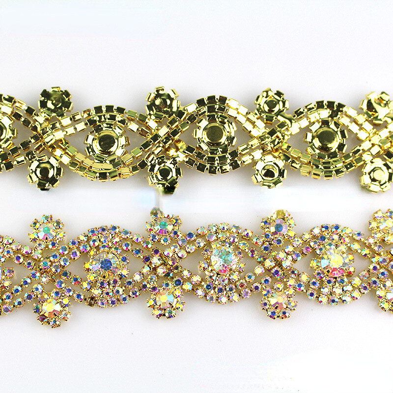 5 Yard Rhinestone Trim Ribbon Edging Fringe Decor Beaded Appliques ...
