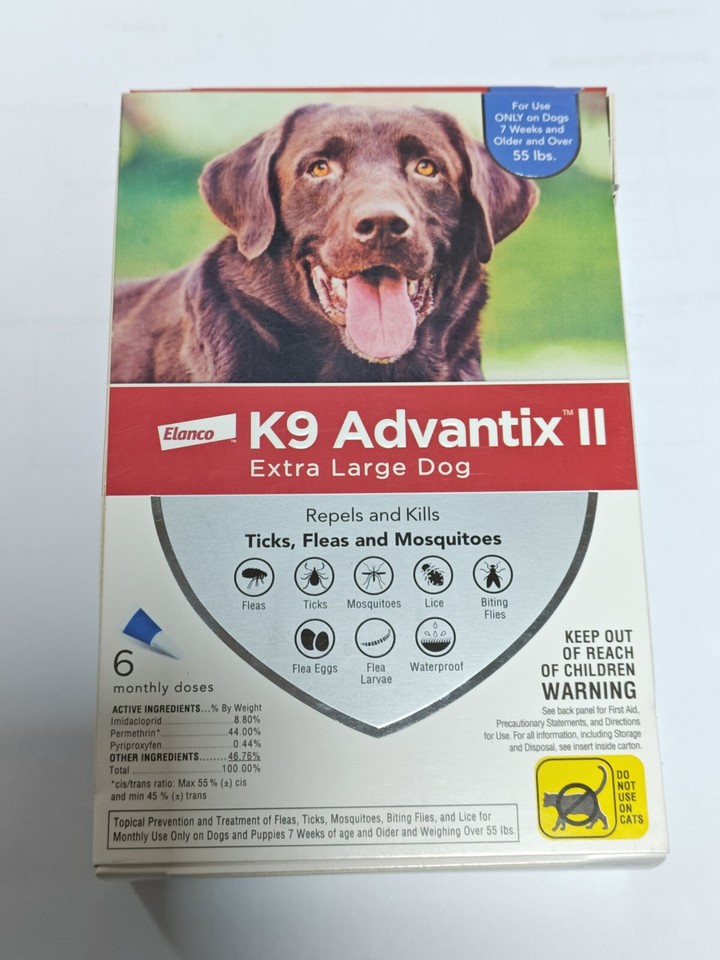 K9 Advantix II 6-doses Flea Tick Mosquitoes For Over 55lbs Extra Large ...
