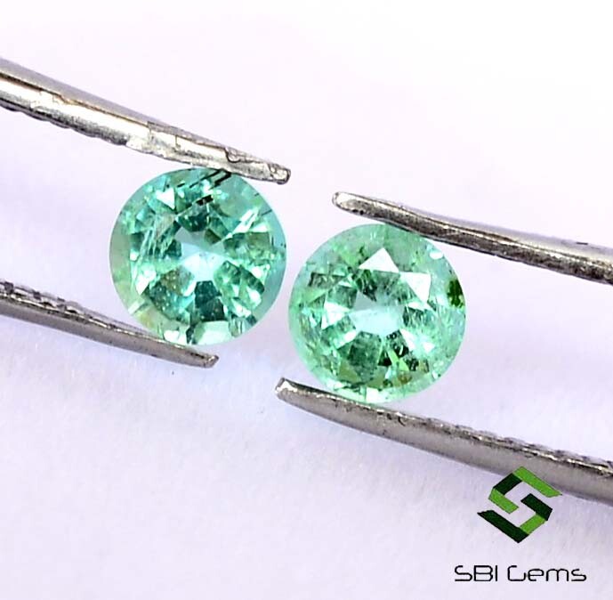 Certified Natural Emerald Round Cut Pair 4.25 mm 0.63 Cts Untreated ...