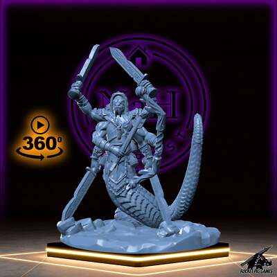 Serpentfolk Assassin | Snake Humanoid Miniature for Tabletop games like ...