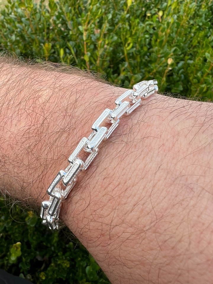 925 Sterling Silver 7.5mm Triangle Rolo Hermes Link Chain Necklace Or ...