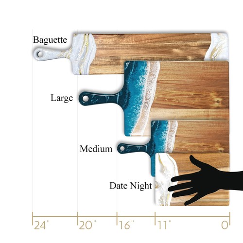 Wood Cutting Board Serving Date Night Acacia Cheese Resin Luxury Charcuterie 810097403154| eBay