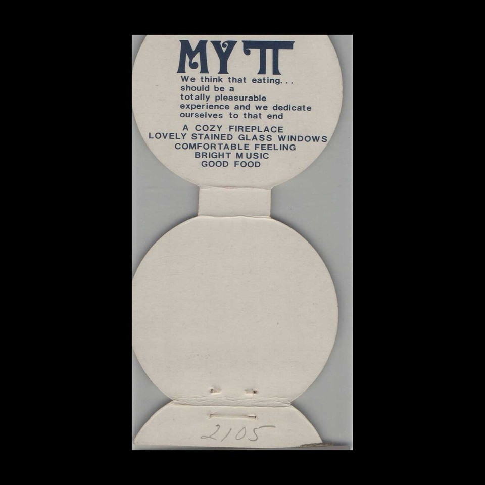 Matchbook Cover - Pizza Place My TT Pizza In The Pan Norwalk CT | eBay