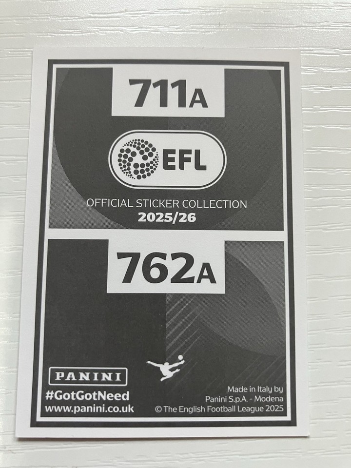 PANINI EFL 2025 - 26 STICKER BROMLEY / NOTTS COUNTY 711 A & 762 A | eBay UK