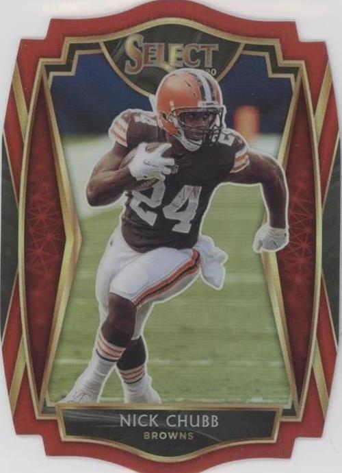 2020 Panini Select - Premier Level Nick Chubb #125 Maroon Prizm Die-Cut ...