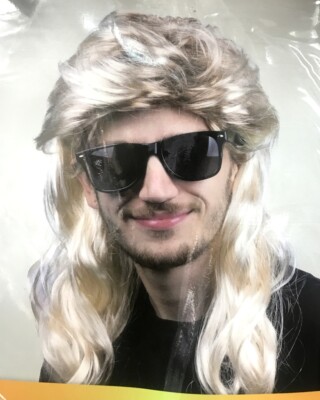 Mens' Wig Long Blonde Mullet Bogan 80s Party Costume Wig Dress Up ...