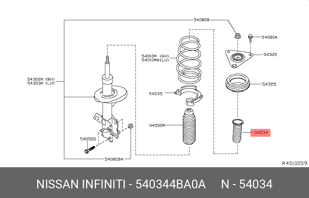 Genuine OE Spacer 540344BA0A , 54034-4BA0A | eBay