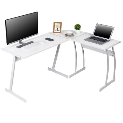 58" Computer Gaming Laptop Table L Shaped Desk Workstation Office Desk ...