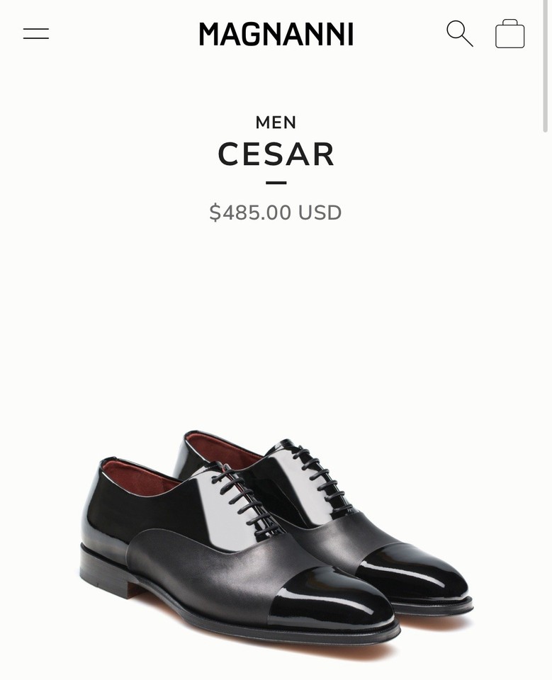 $485 Magnanni Cesar Men's Shoes Black Patent/Nappa Leather Cap-Toe ...