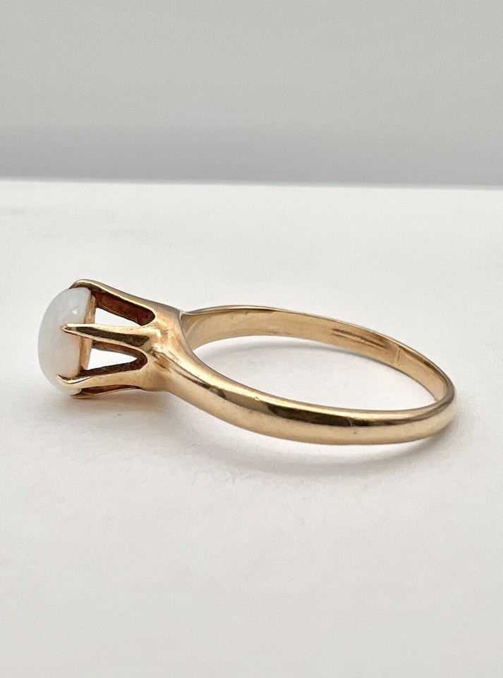 Antique Victorian 14k Yellow Gold Cabochon Fire Opal Claw Belcher ...