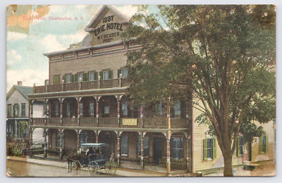 Cochecton New York Erie Hotel Postcard 1910 Horse Carriage | eBay