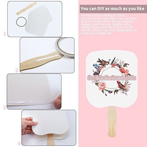 30 Pieces Church Fans Handheld Set Including Fan Handle Craft Sticks ...