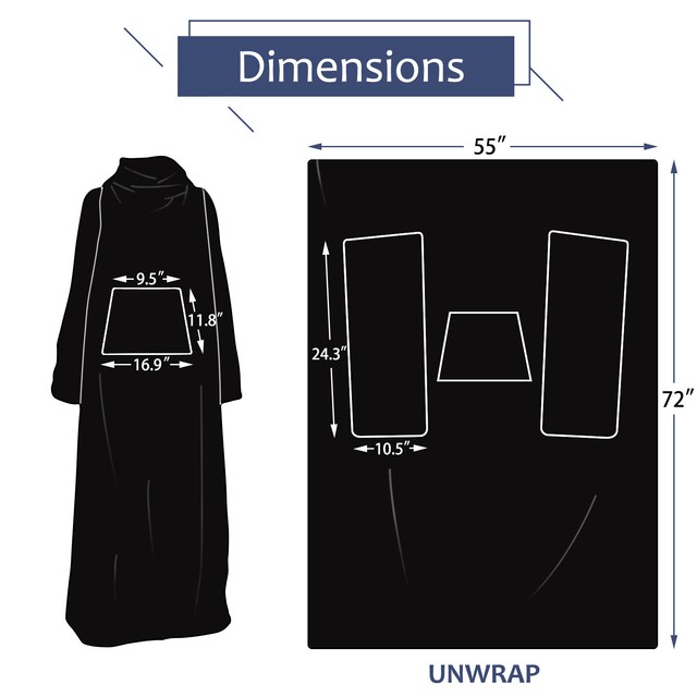 Wearable Blanket With Sleeves Soft Fleece Snuggie Robe Wrap for Sofa ...