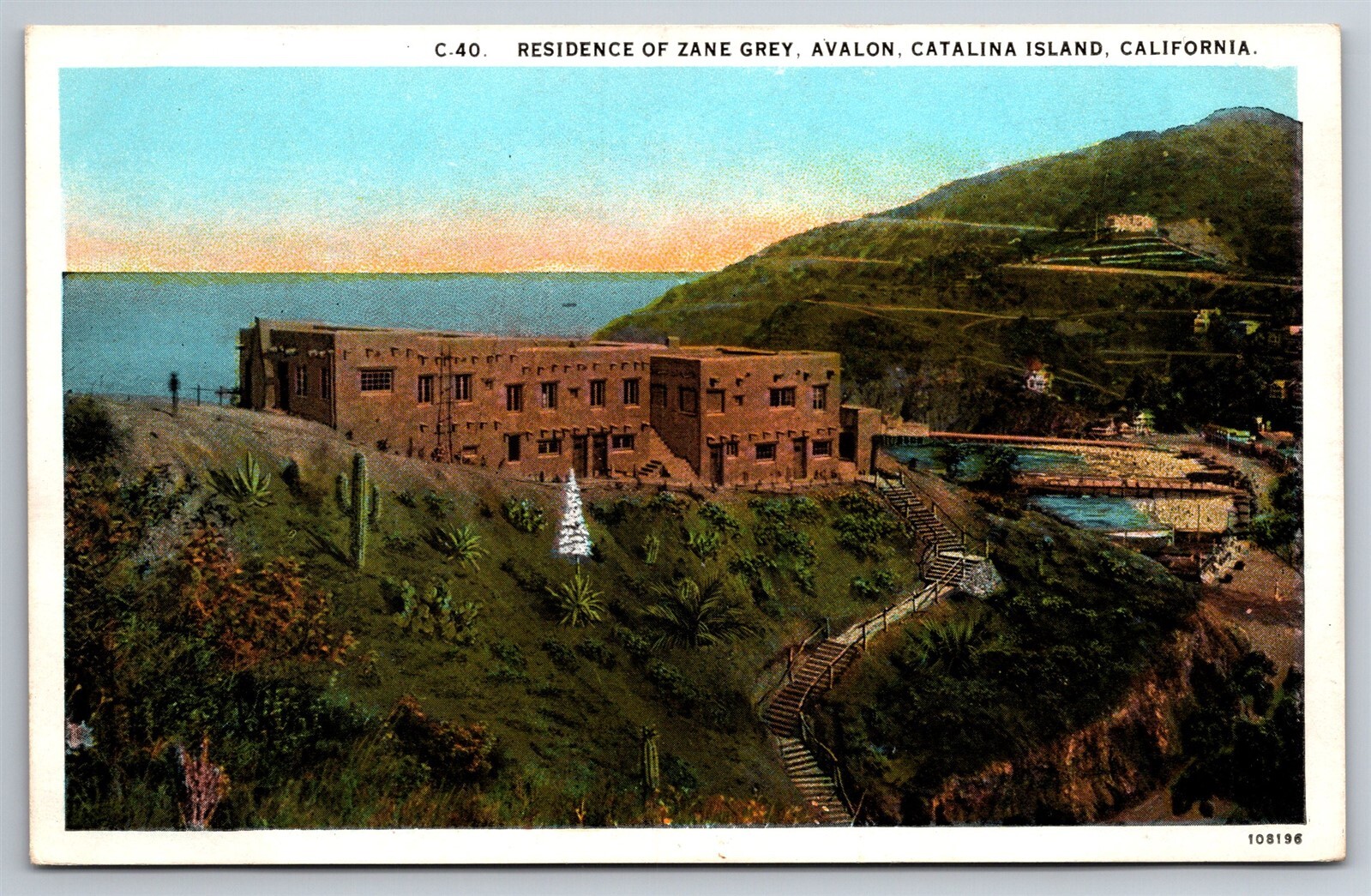 Residence Of Zane Grey Avalon Catalina Island CA C1920 WB Postcard M22 ...