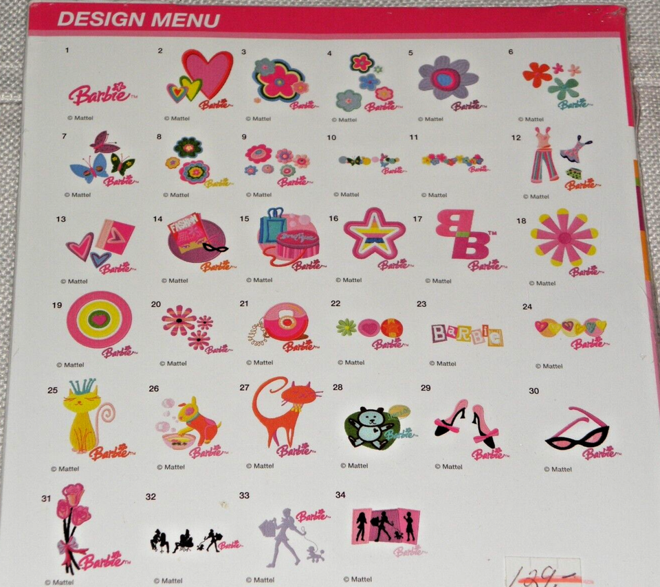 Janome Memory PC Design Card FOREVER BARBIE 34 Embroidery Designs .JEF ...