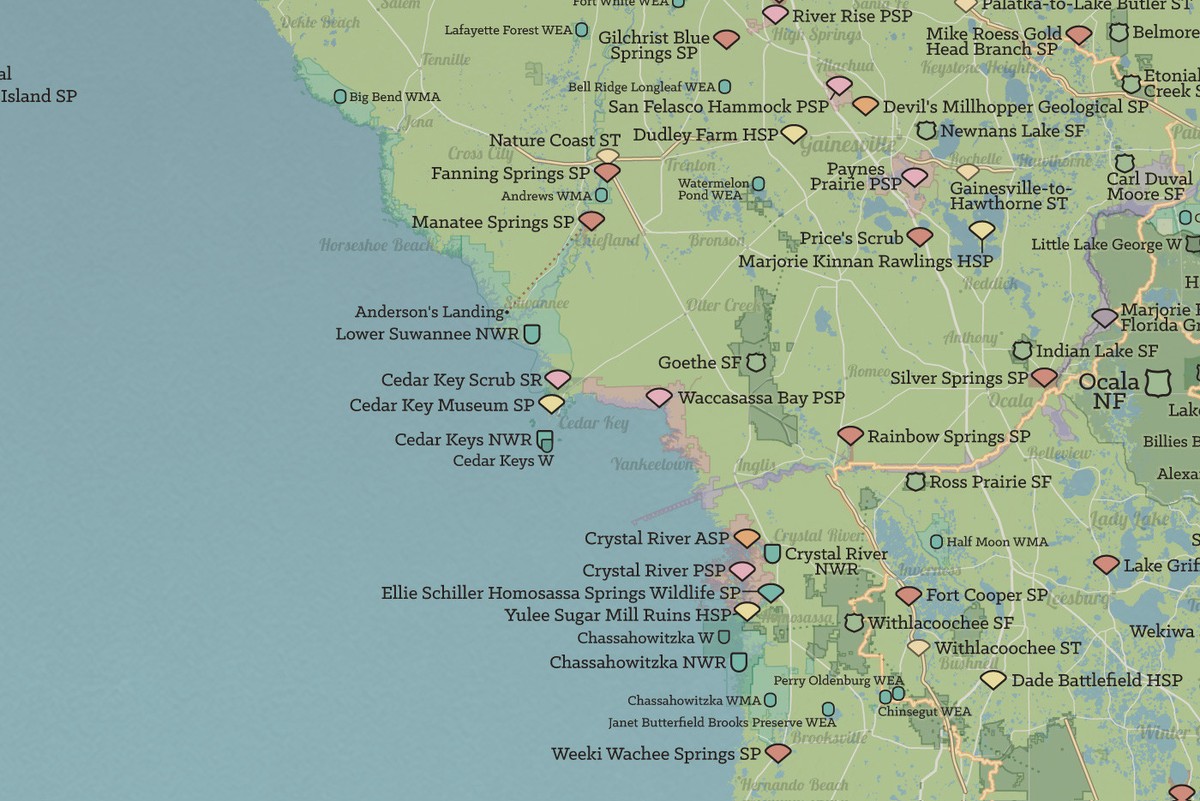 Florida State Parks Cing Map Florida State Park Map Florida State
