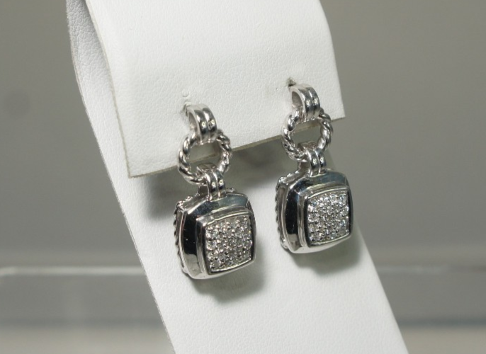 David Yurman Pave Diamond Renaissance Drop 925 Sterling 585 Stud ...
