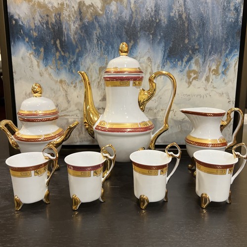 Yau Shing Laurel Shield Fine Porcelain Demitasse Coffee Set of 9 | eBay