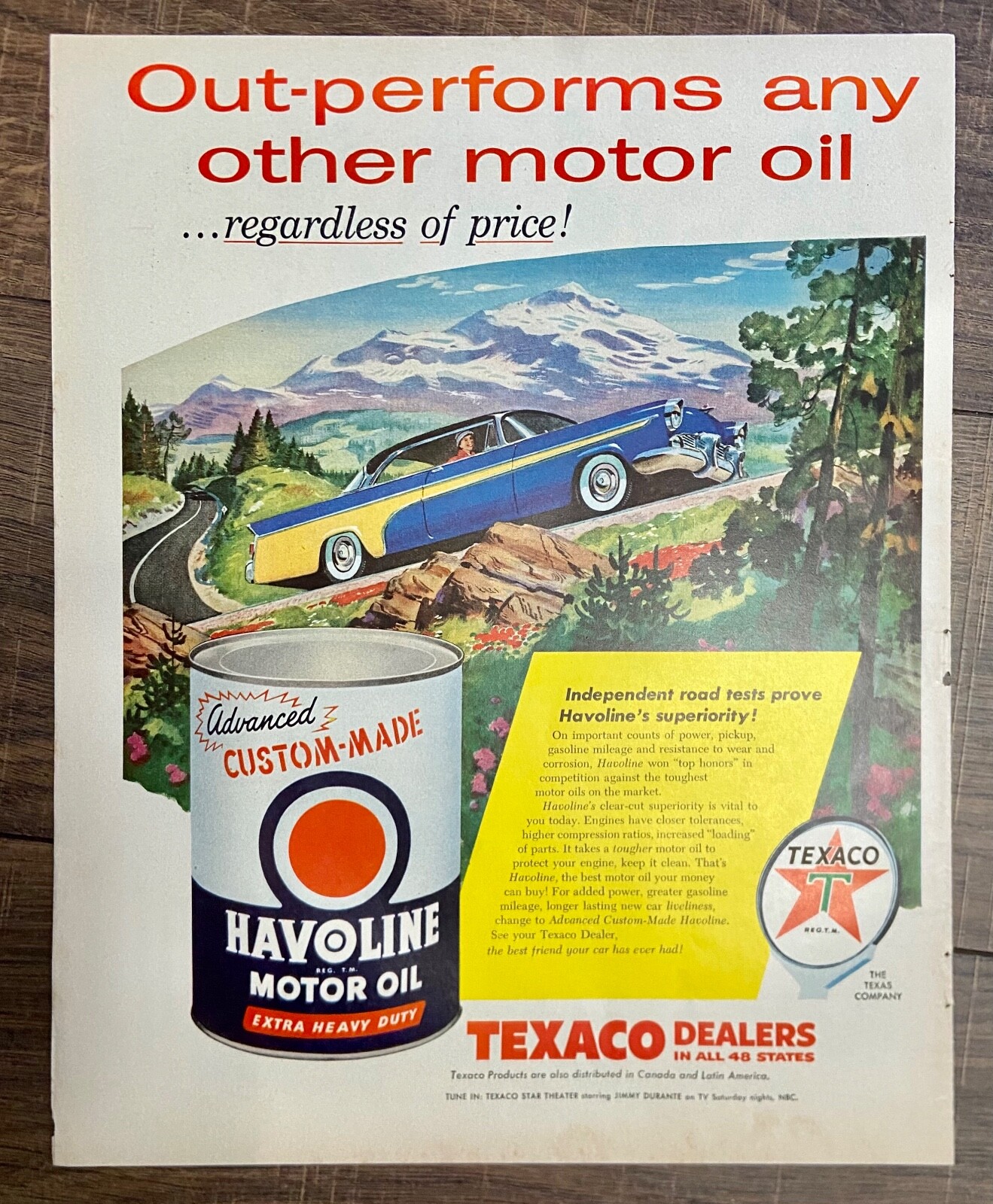 Original 1956 Texaco Ad: Havoline Motor Oil Series, Outperforms! | eBay