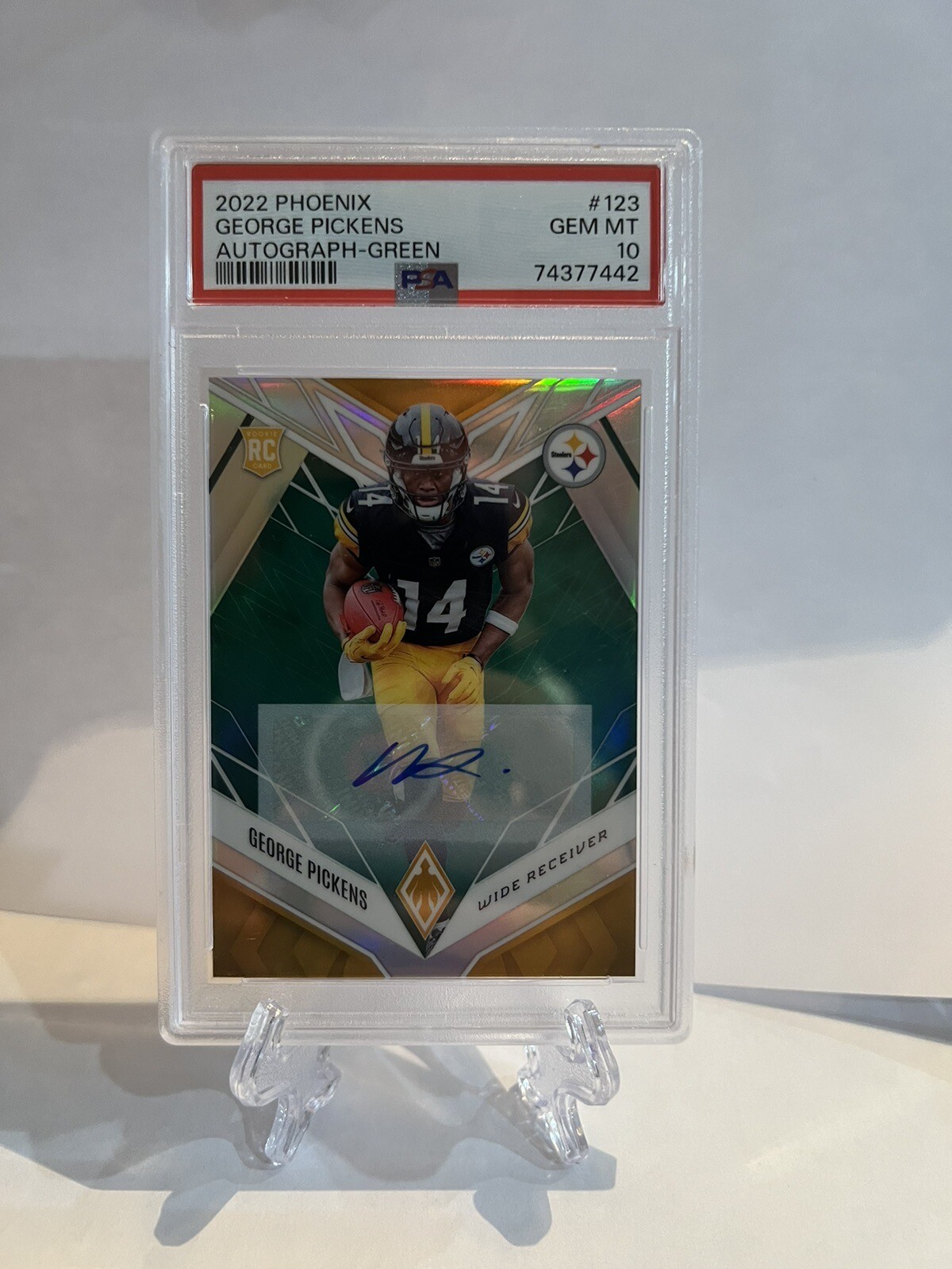 Pop 1! 2022 Phoenix George Pickens green auto Gem Mint 10, #3/10, #123 ...