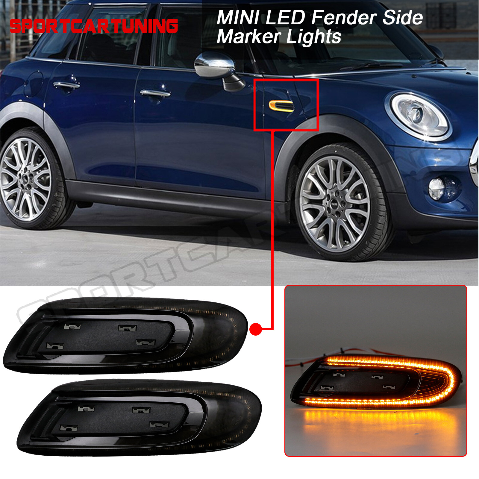 Smoke LED Front Fender Side Marker Light Amber For 14-up Mini Cooper ...