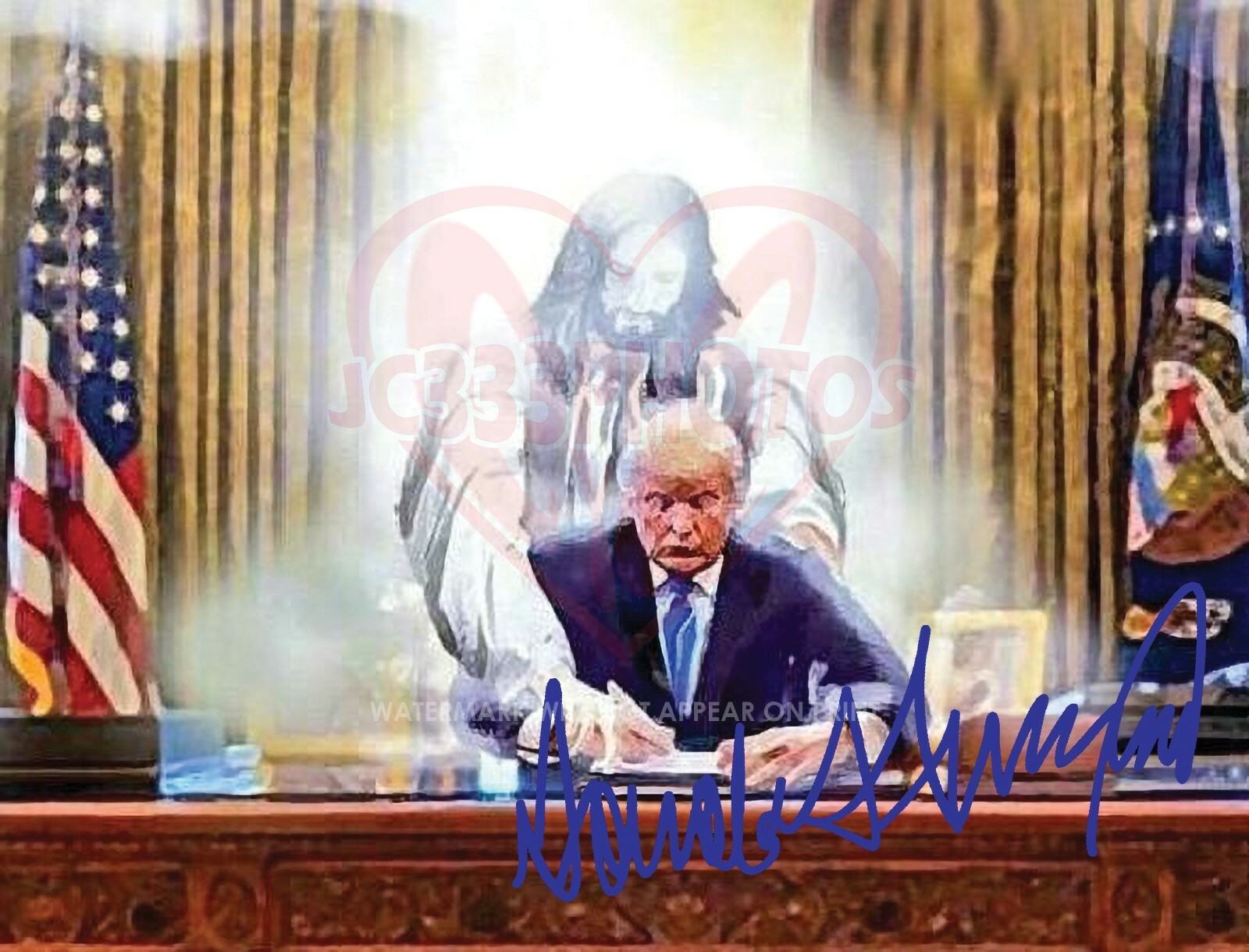 PRESIDENT DONALD TRUMP SIGNED PHOTO PRAYING JESUS CHRIST POSTER 8.5X11 ...