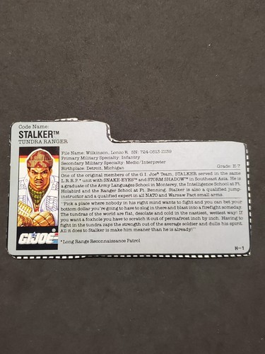 gi joe stalker 1989 file card | eBay