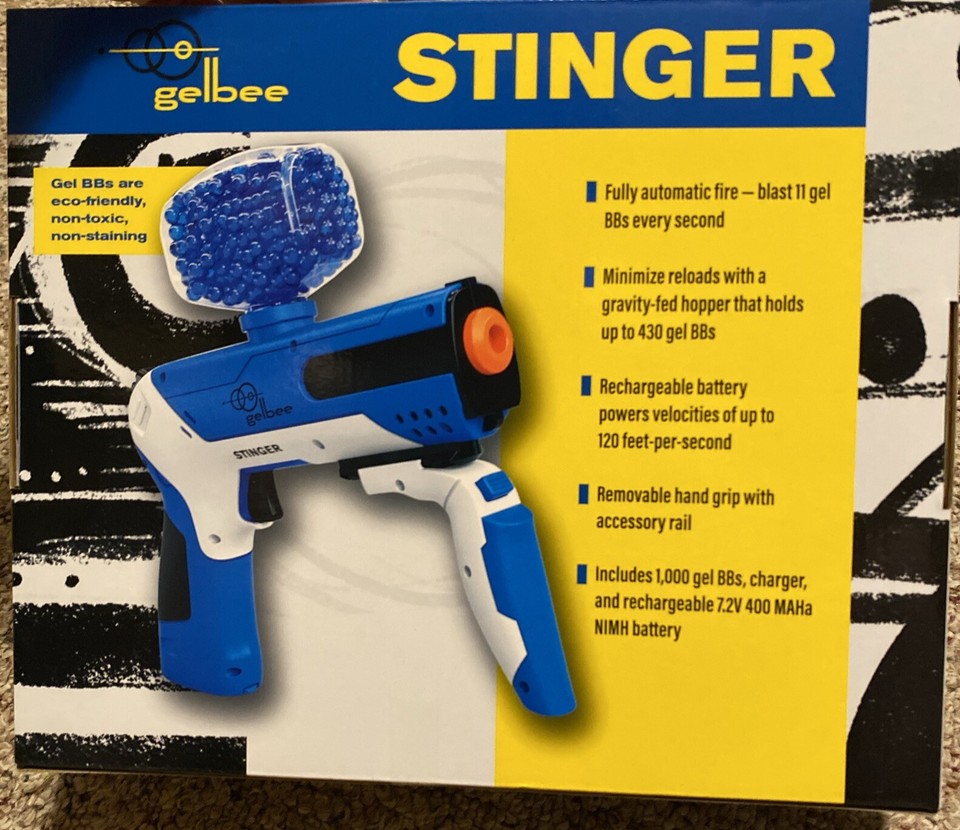Gelbee Stinger Gel-BB Blaster Fully Auto GFGBB3,11 rounds/second, blue ...