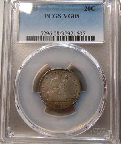 PCGS 1875 P VG8-20 cent piece-Seated Liberty--type set coin-low mintage ...